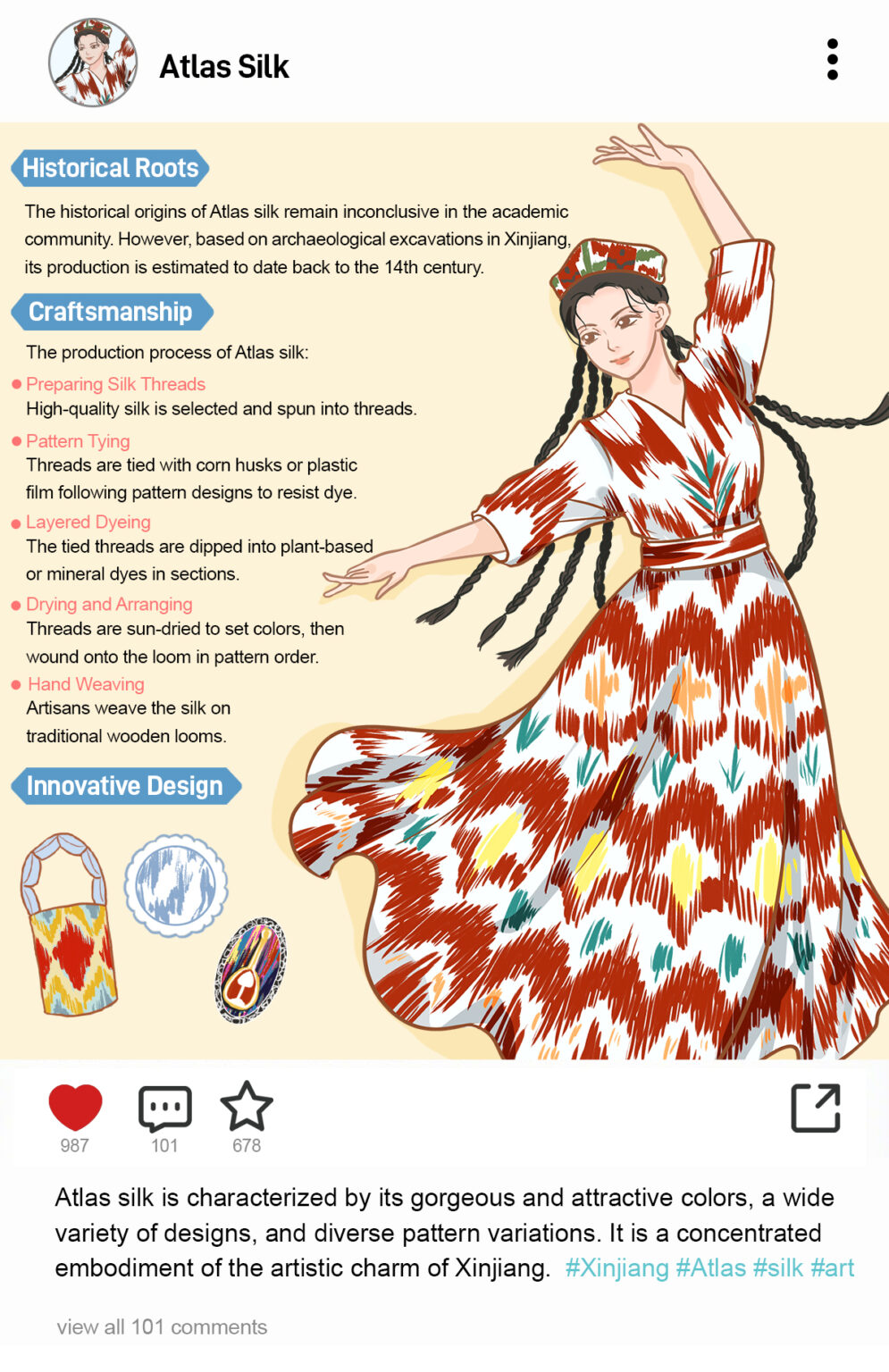 Atlas Silk of Xinjiang: A Flowing Rainbow of Culture and Craft